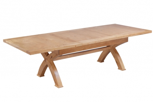 Hebden Solid Oak X Leg Extending Dining Table, Furniture Traders of Thirsk